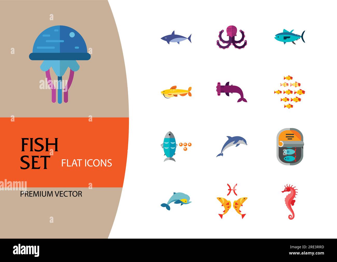 Fish Icon Set Stock Vector Image & Art - Alamy