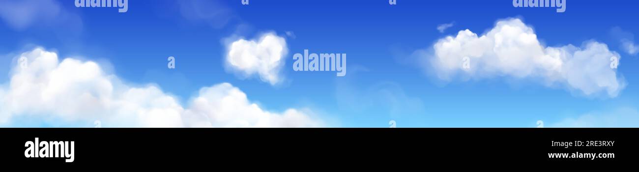 Realistic blue sky with white clouds. Vector illustration of abstract ...