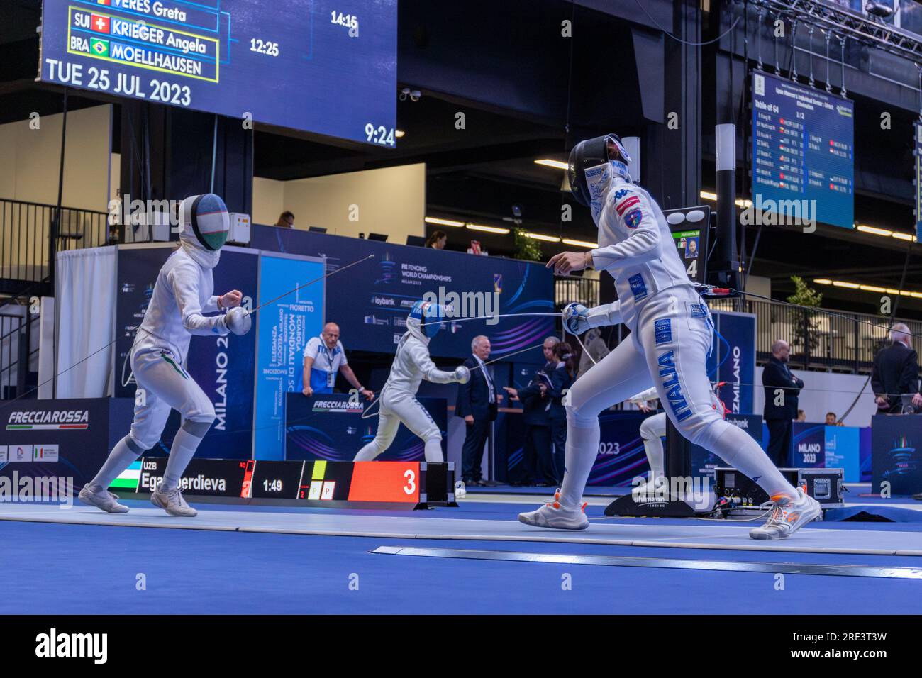 Milan, Italy. 25th July, 2023. Navarria Mara (ITA) against Egamberdieva ...