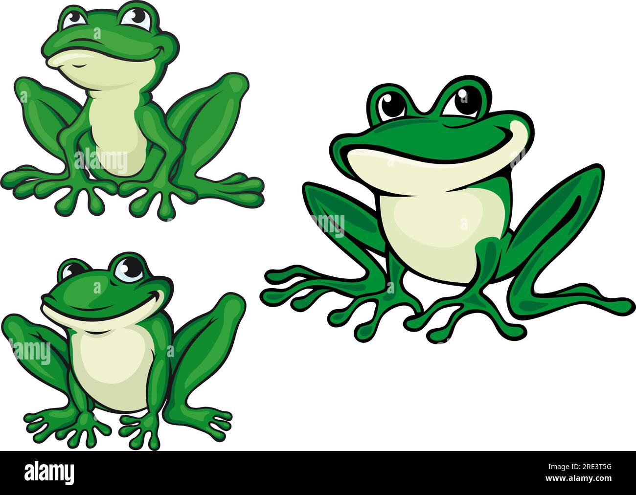 Green cartoon frogs set for wildlife or fairytale design Stock Vector ...