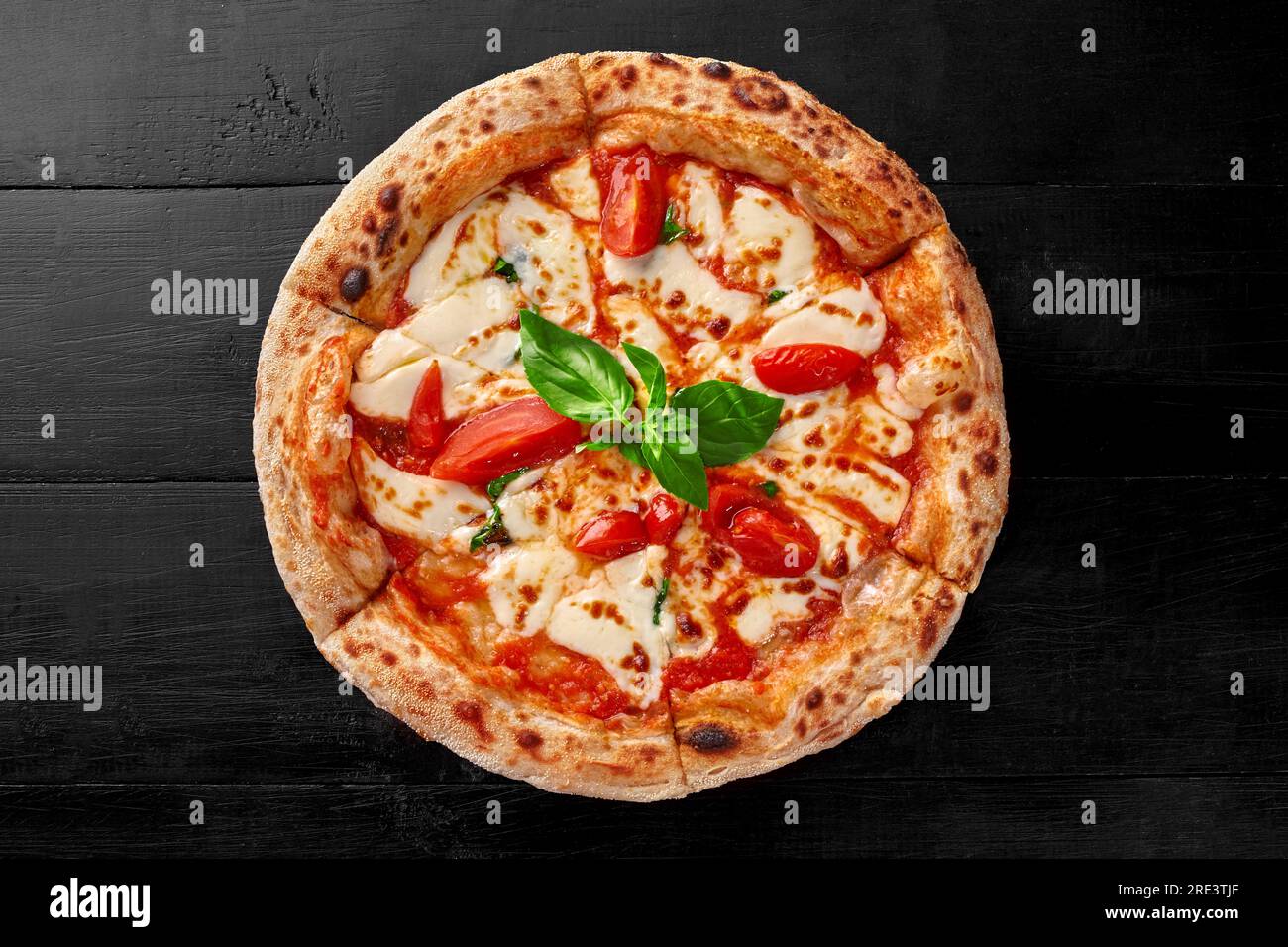 Italian pizza Margherita with tomatoes, mozzarella and fresh basil ...