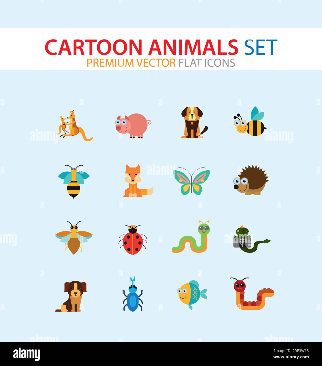 Cartoon animals icons set Stock Vector Image & Art - Alamy