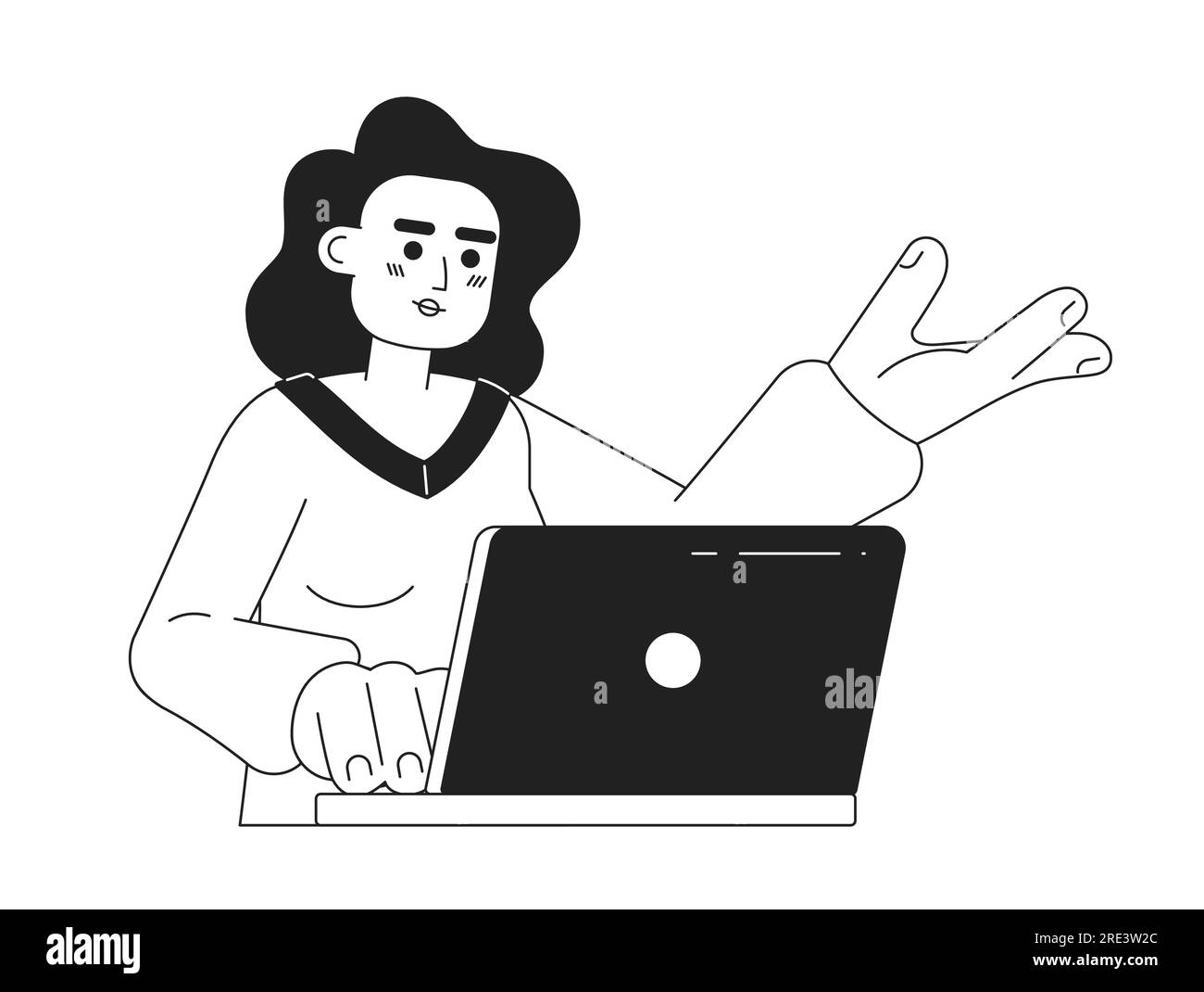 Woman office worker monochromatic flat vector character Stock Vector ... Woman office worker monochromatic flat vector character Stock Vector ...