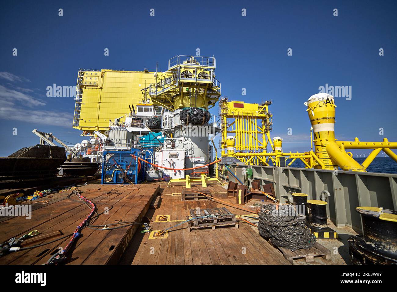 View from divers support and construction vessel's deck in the process ...