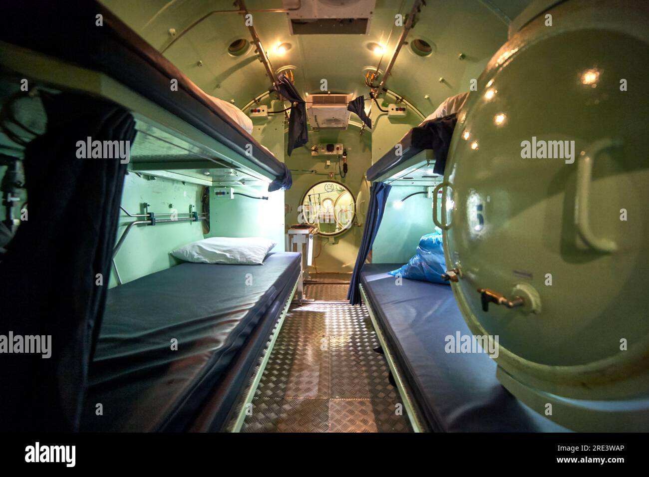 Inside the divers decompression chamber, bed room arrangement Stock ...