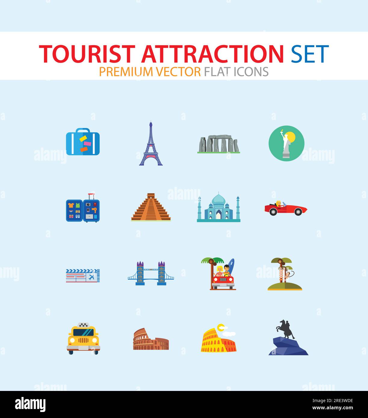 Tourist Attraction Icons Set Stock Vector Image & Art - Alamy