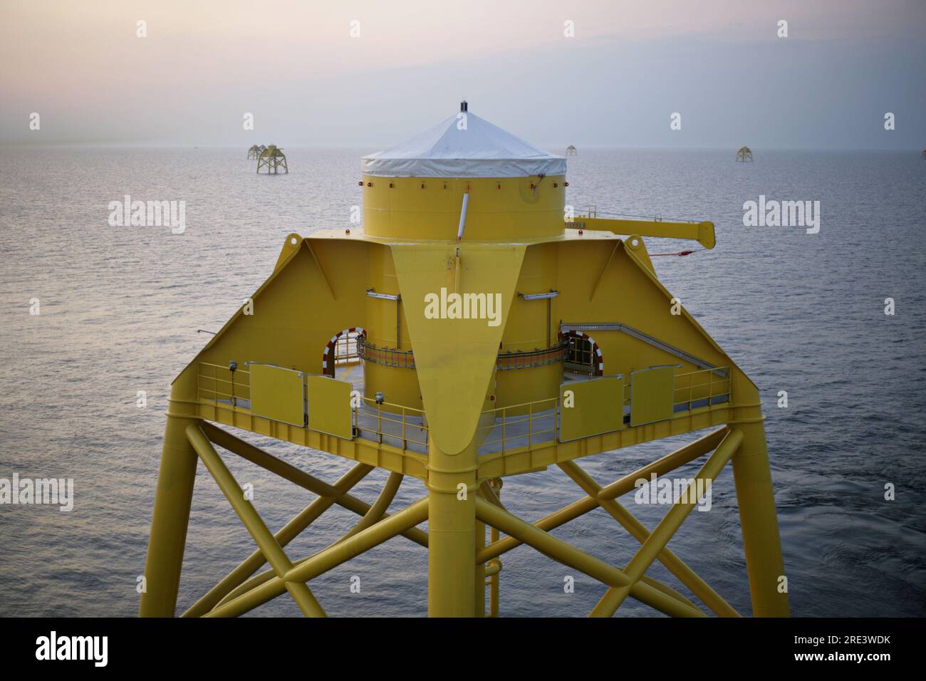Wind farm support in the sea sealed for future installation Stock Photo ...