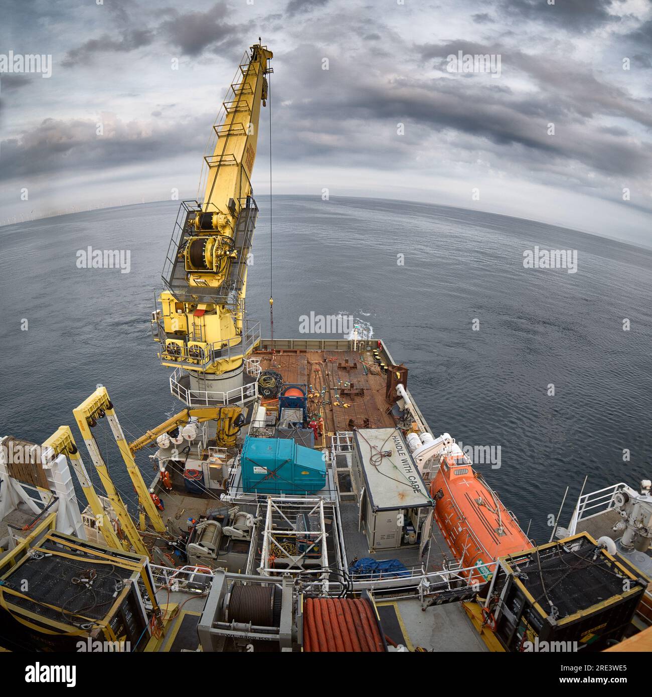 Offshore crane. Divers support vessel main deck. Offshore job Stock ...