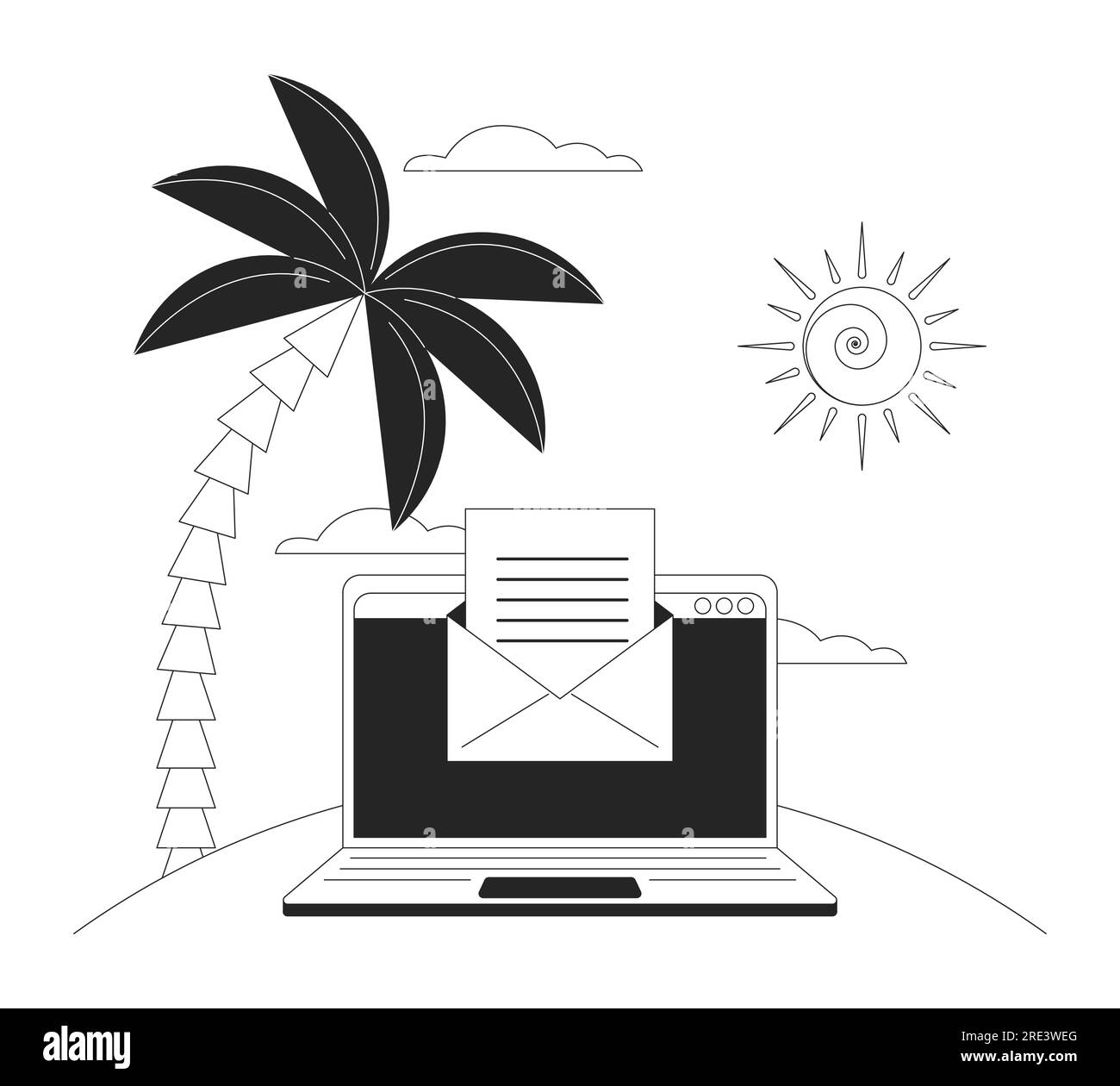 Email on laptop flat monochrome isolated vector object Stock Vector ...