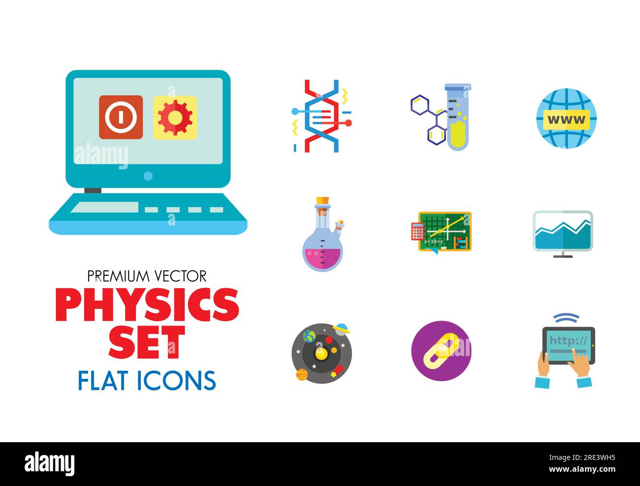 Physics Icon Set Stock Vector Image & Art - Alamy