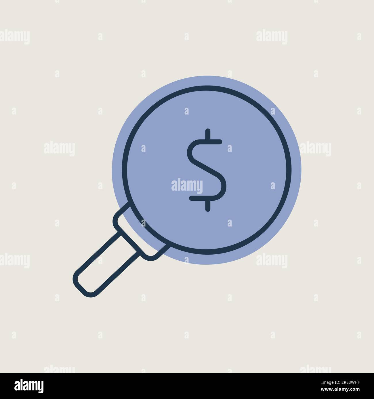 Looking for money. Dollar symbol under a magnifying glass icon vector ...