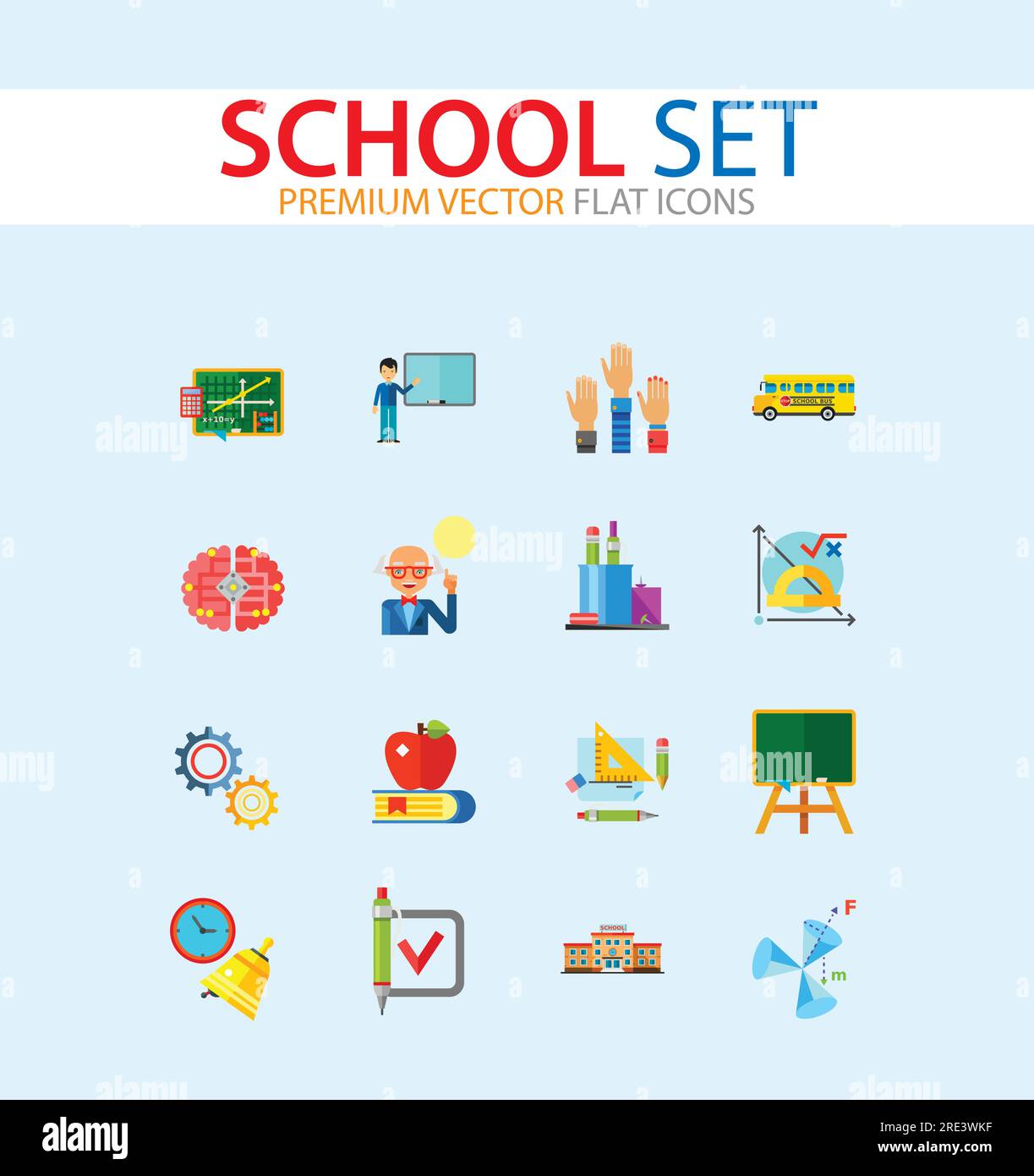 School Icon Set Stock Vector Image & Art - Alamy
