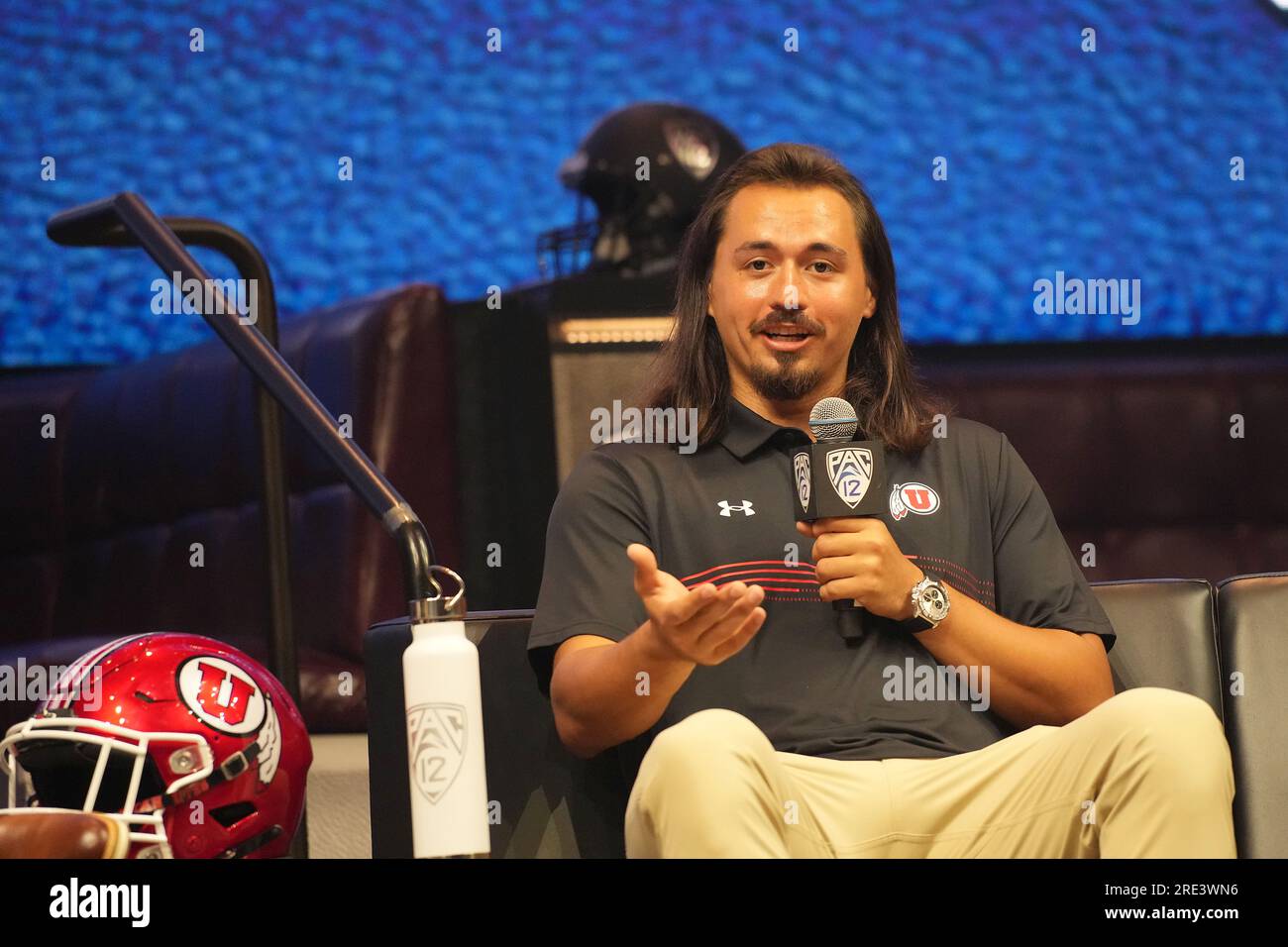 Utah’s quarterback Cameron Rising addressing the media during Pac-12 ...