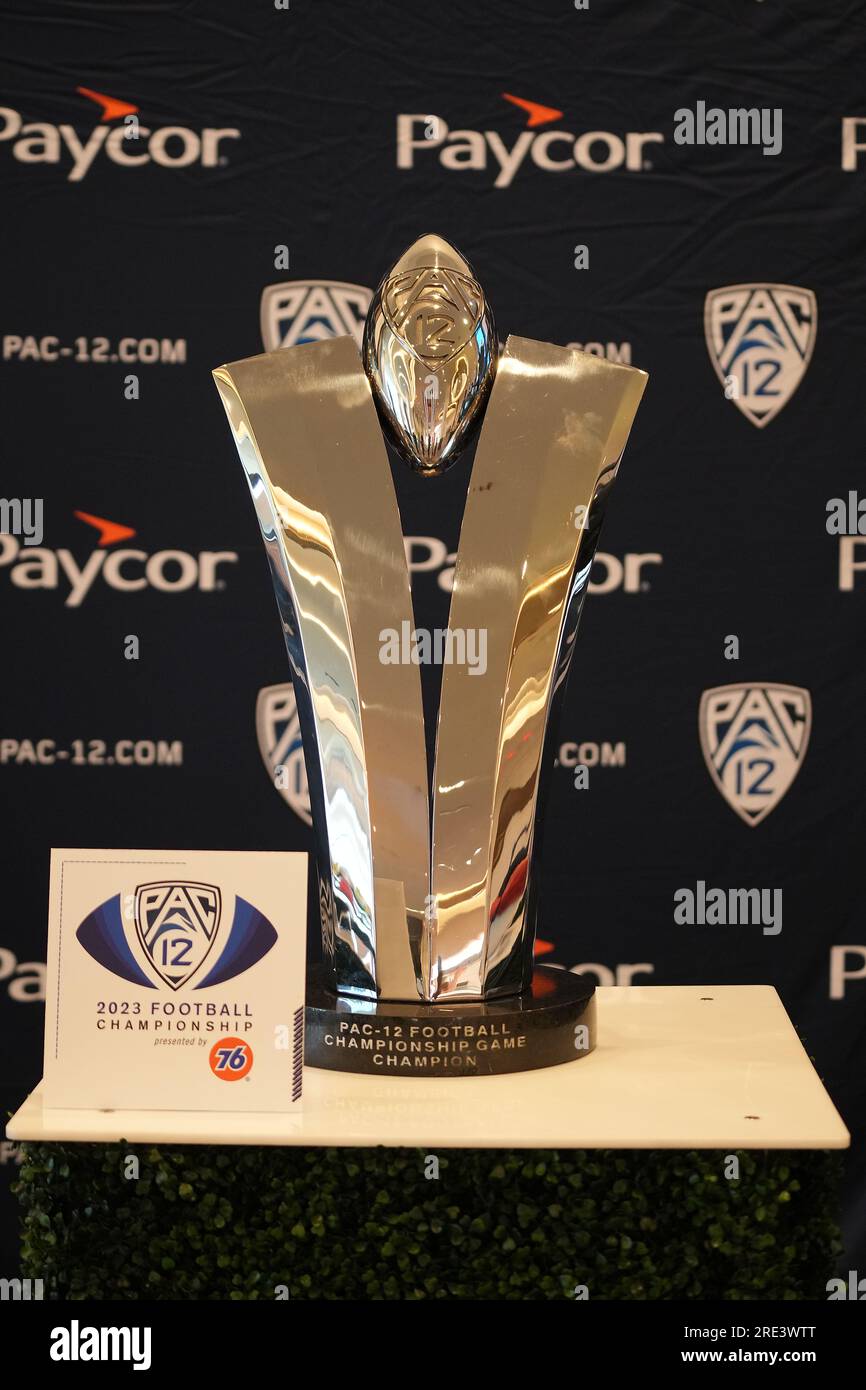 Pac-12 Championship trophy on display during Pac-12 Media Day at Resort ...