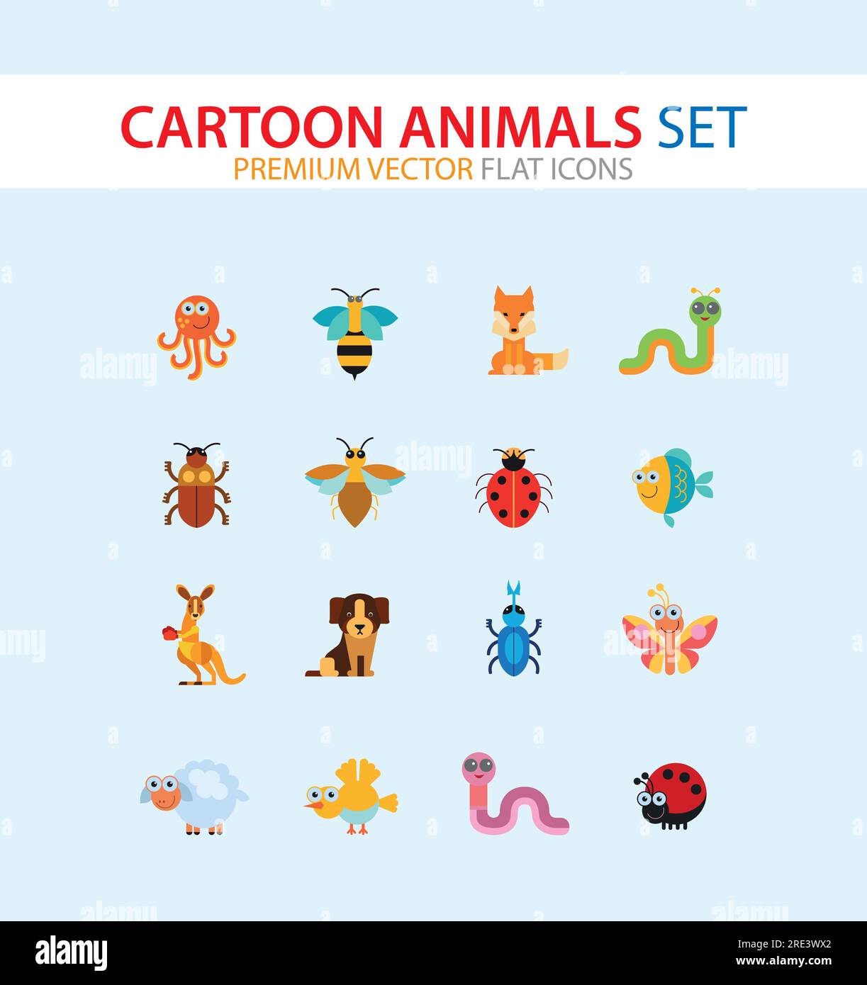 Cartoon animals icons set Stock Vector Image & Art - Alamy