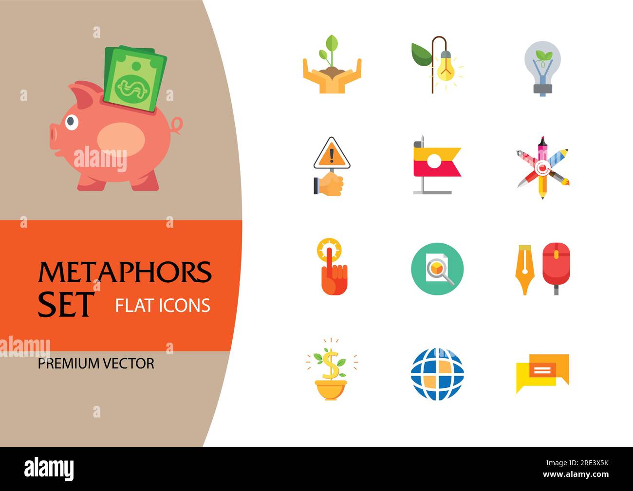 Metaphors flat icons set Stock Vector Image & Art - Alamy