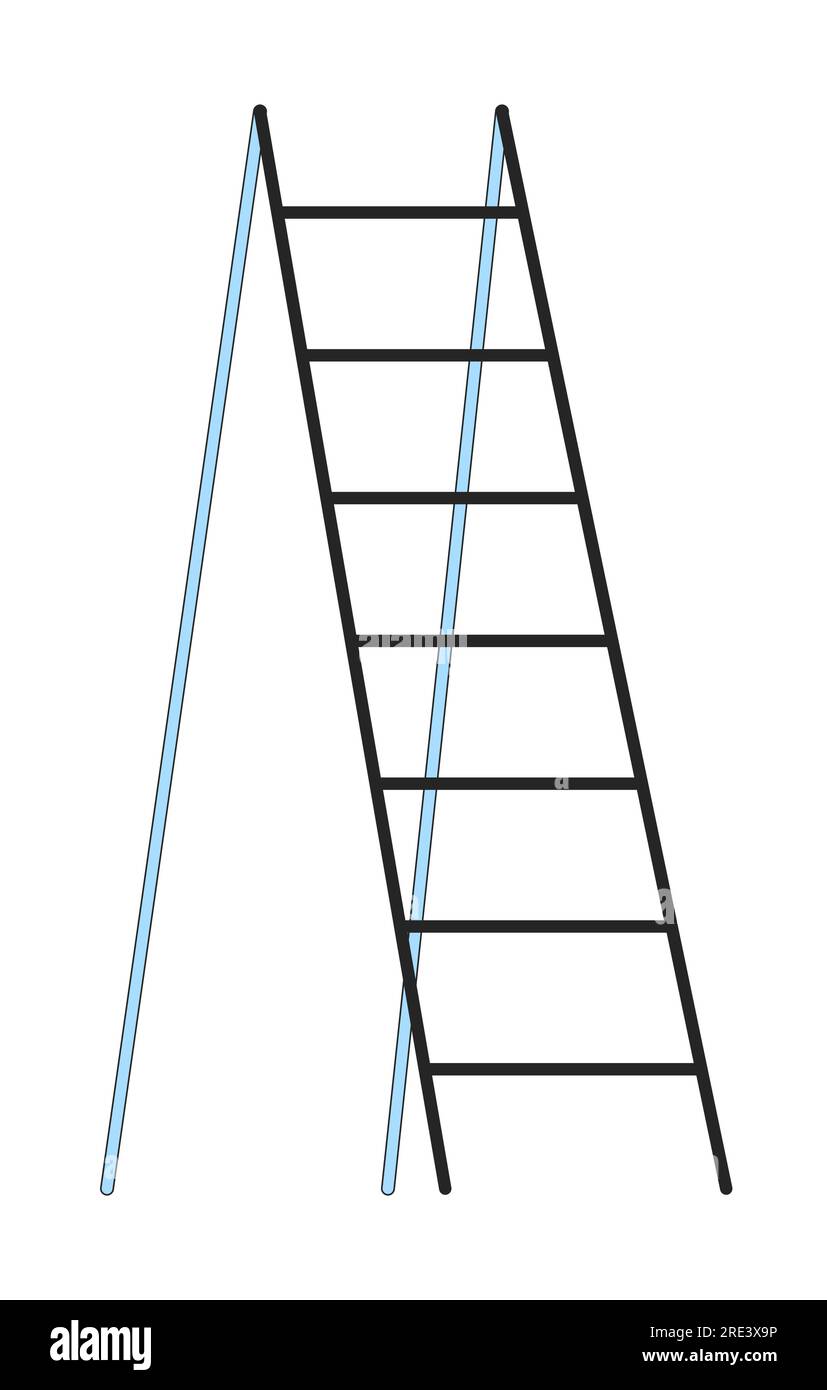 Wooden Ladder Flat Line Color Isolated Vector Object Stock Vector Image