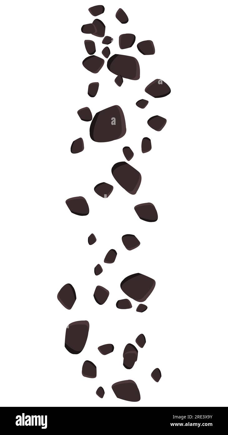 Falling brown stones or ground isolated on white. Vector clipart Stock ...