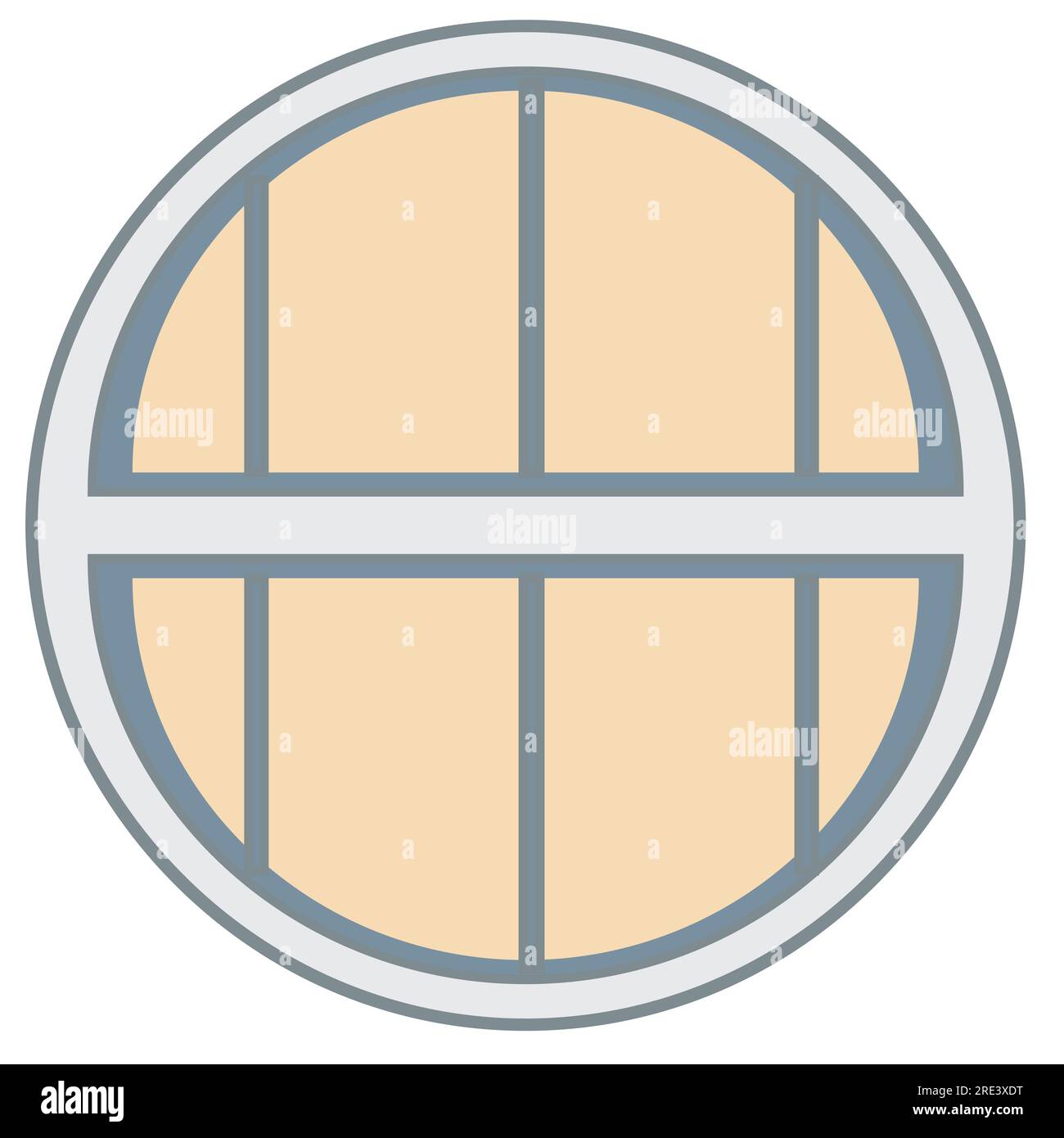 Round colored window with bars for home isolated on white background ...