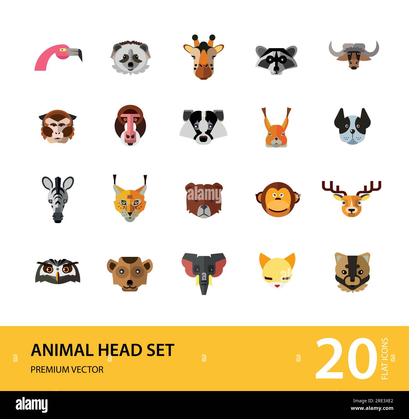 Animal head icons set Stock Vector Image & Art - Alamy
