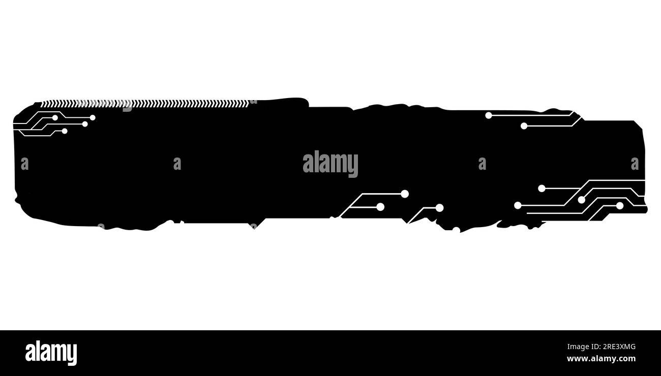 Rectangular design element silhouette in tech style isolated on white ...