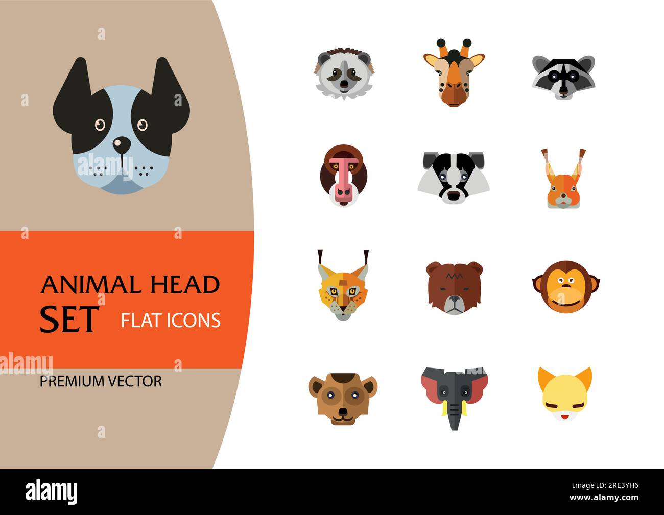 Animal head icons set Stock Vector Image & Art - Alamy