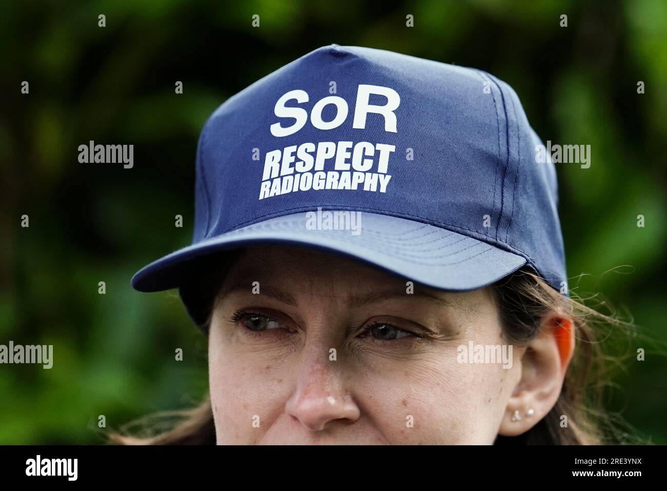A member of the Society of Radiographers (SoR) on the picket line ...