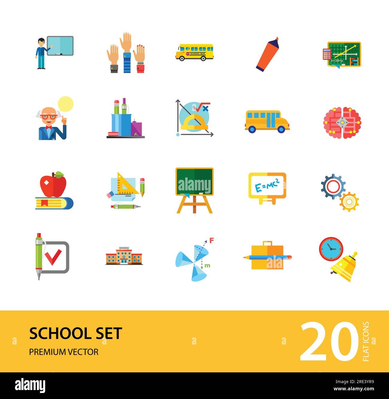 School Icon Set Stock Vector Image & Art - Alamy