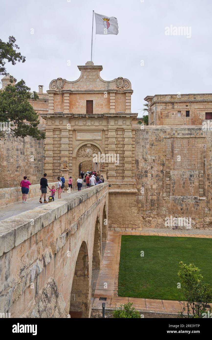 Entrance to the historic fortified city of Rabat in Malta Stock Photo ...