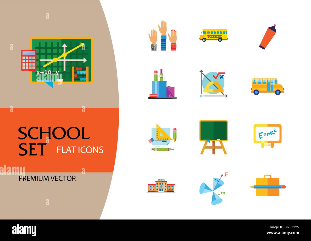 School Icon Set Stock Vector Image & Art - Alamy