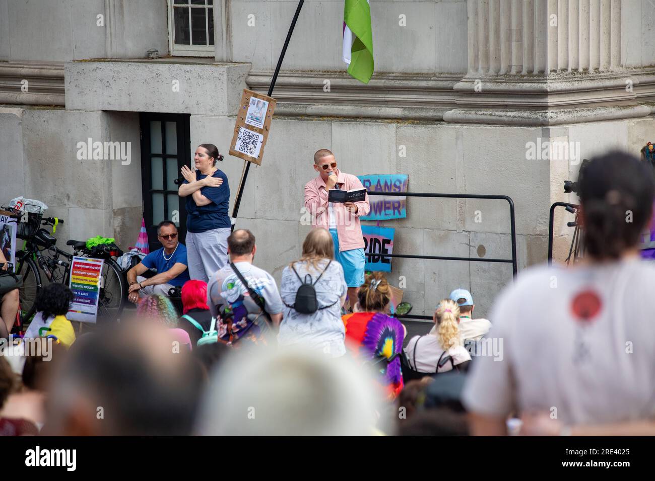 Poet and musician Kae Tempest performs at Trans Pride London 2023 Stock ...