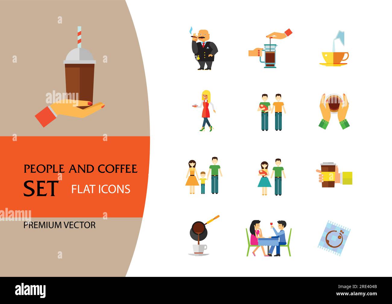 People And Coffee Icon Set Stock Vector Image & Art - Alamy