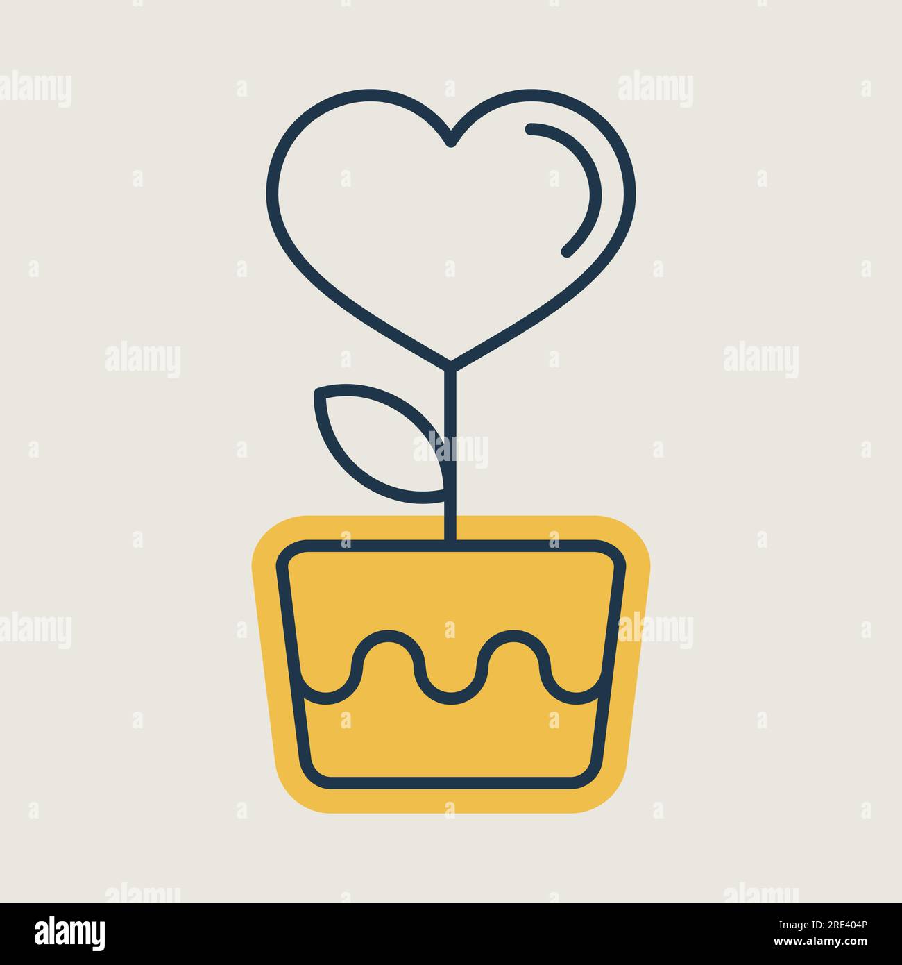 Heart flower in pot icon. Valentine day symbol. Vector illustration ...