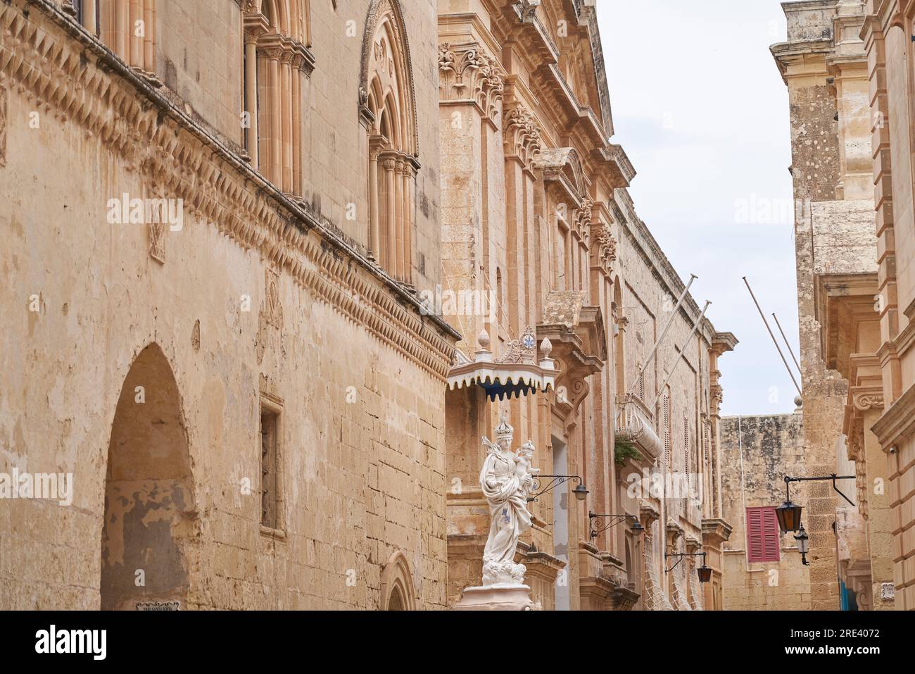 Historic buildings inside the ancient fortified city of Rabat in Malta ...