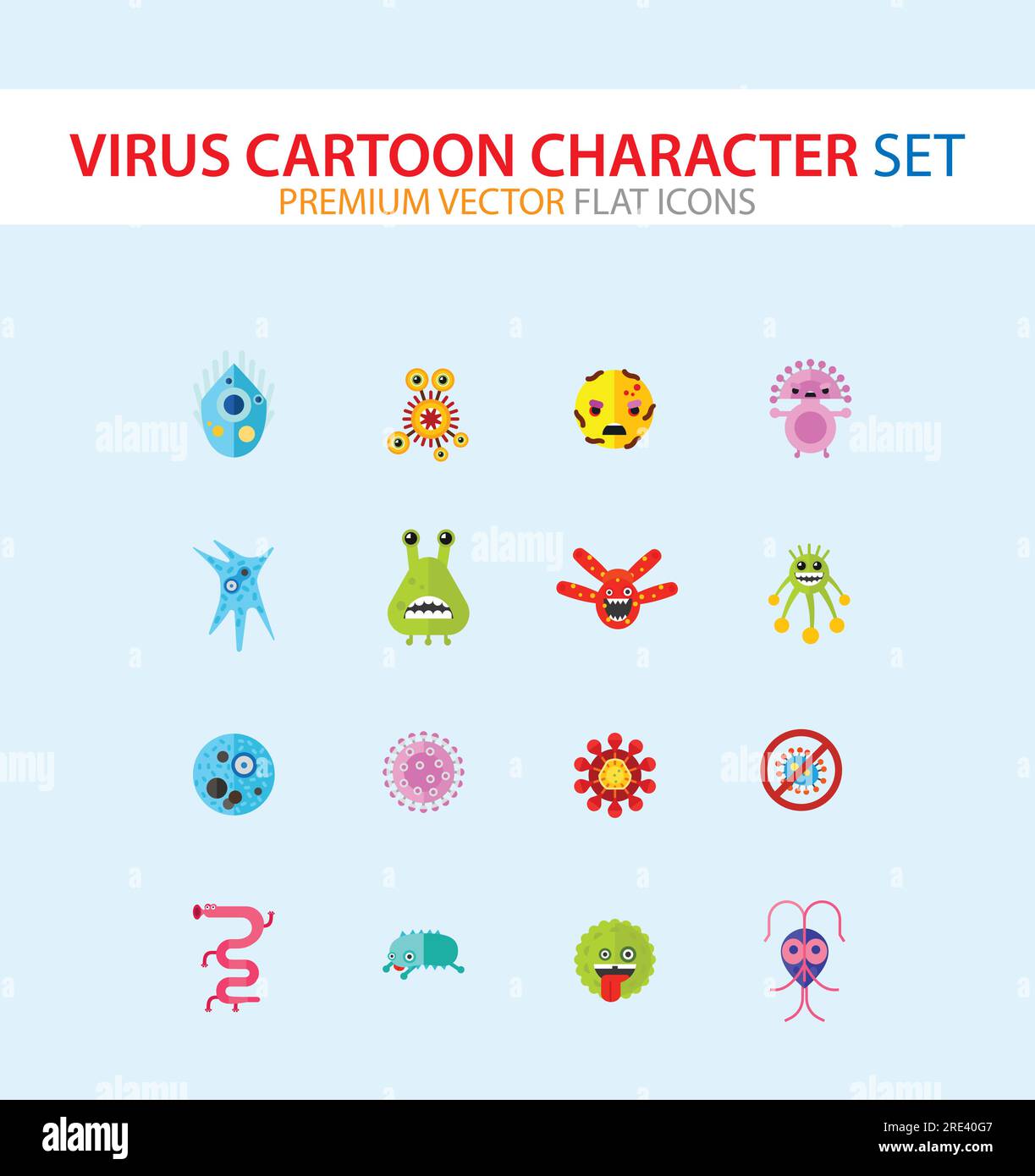 Virus Cartoon Character Icons Set Stock Vector Image & Art - Alamy