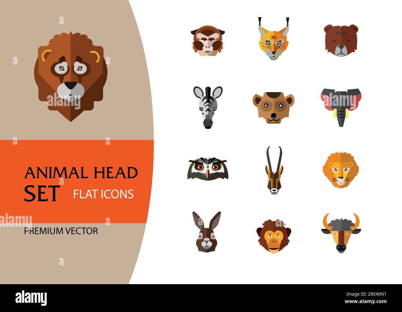 Animal head icons set Stock Vector Image & Art - Alamy