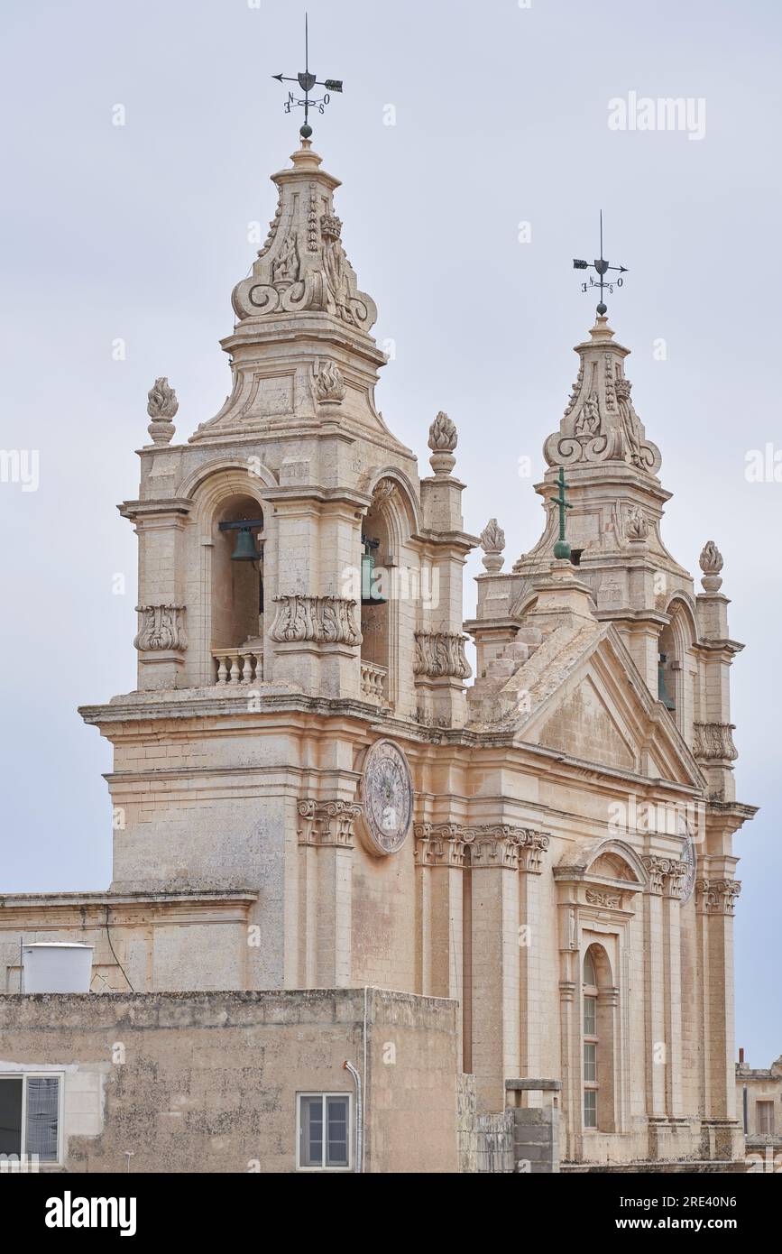 Historic St Pauls Cathedral inside the ancient fortified city of Rabat ...