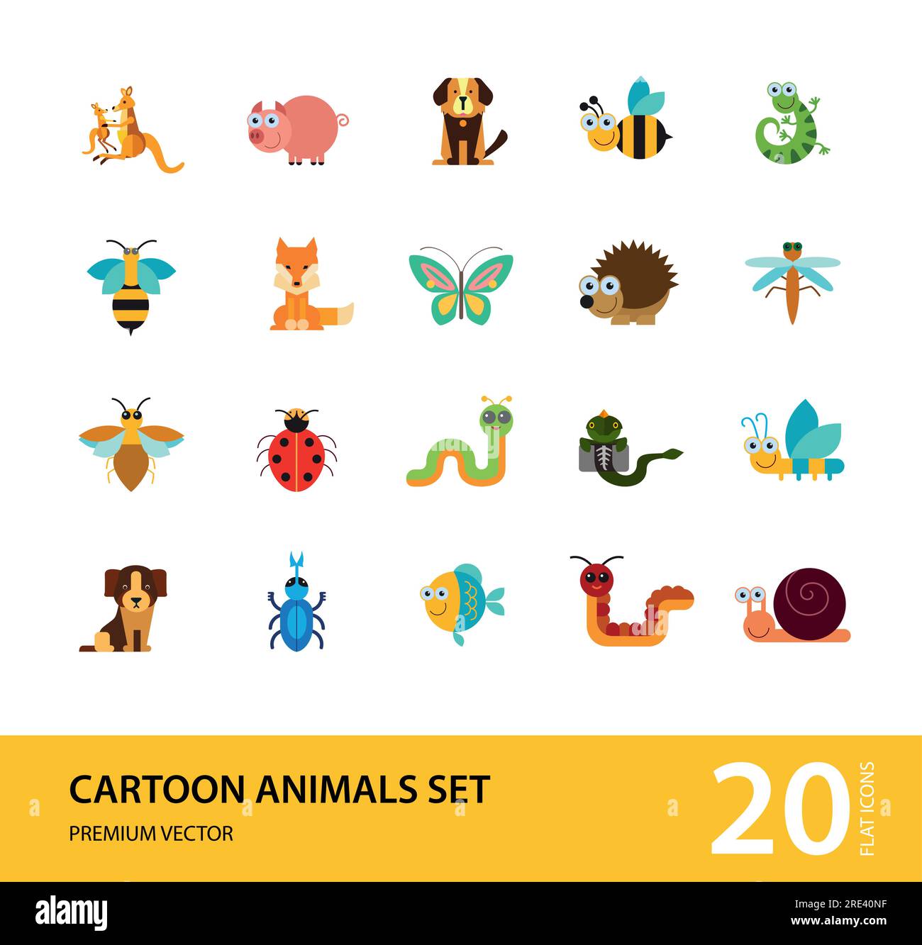 Cartoon animals icons set Stock Vector Image & Art - Alamy