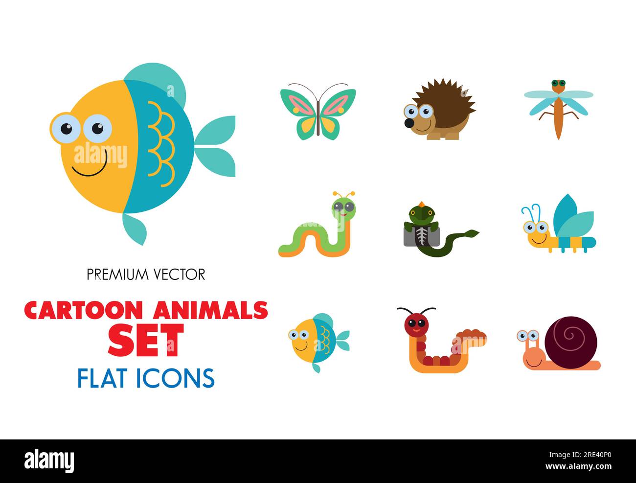 Cartoon animals icons set Stock Vector Image & Art - Alamy