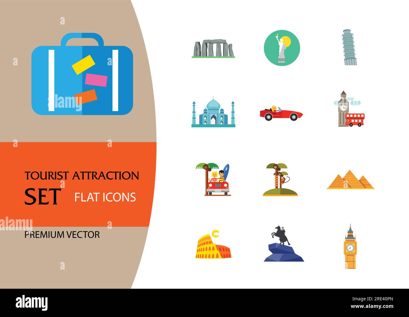 Tourist Attraction Icons Set Stock Vector Image & Art - Alamy