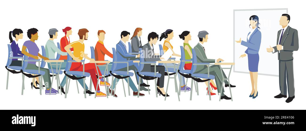 Business seminar, presentation, conference, illustration Stock Vector ...