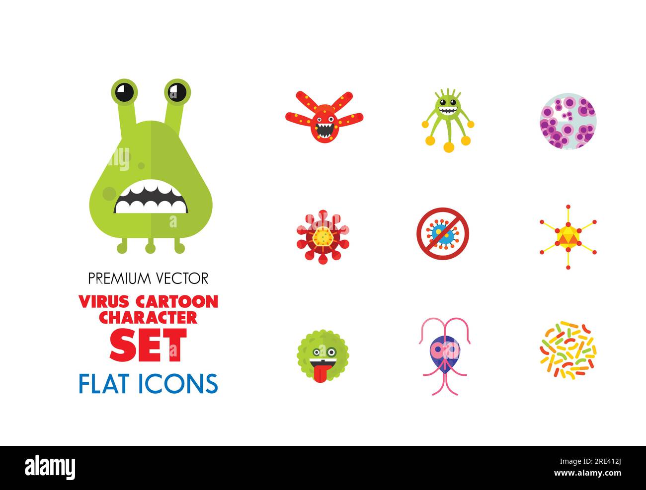 Virus Cartoon Character Icons Set Stock Vector Image & Art - Alamy