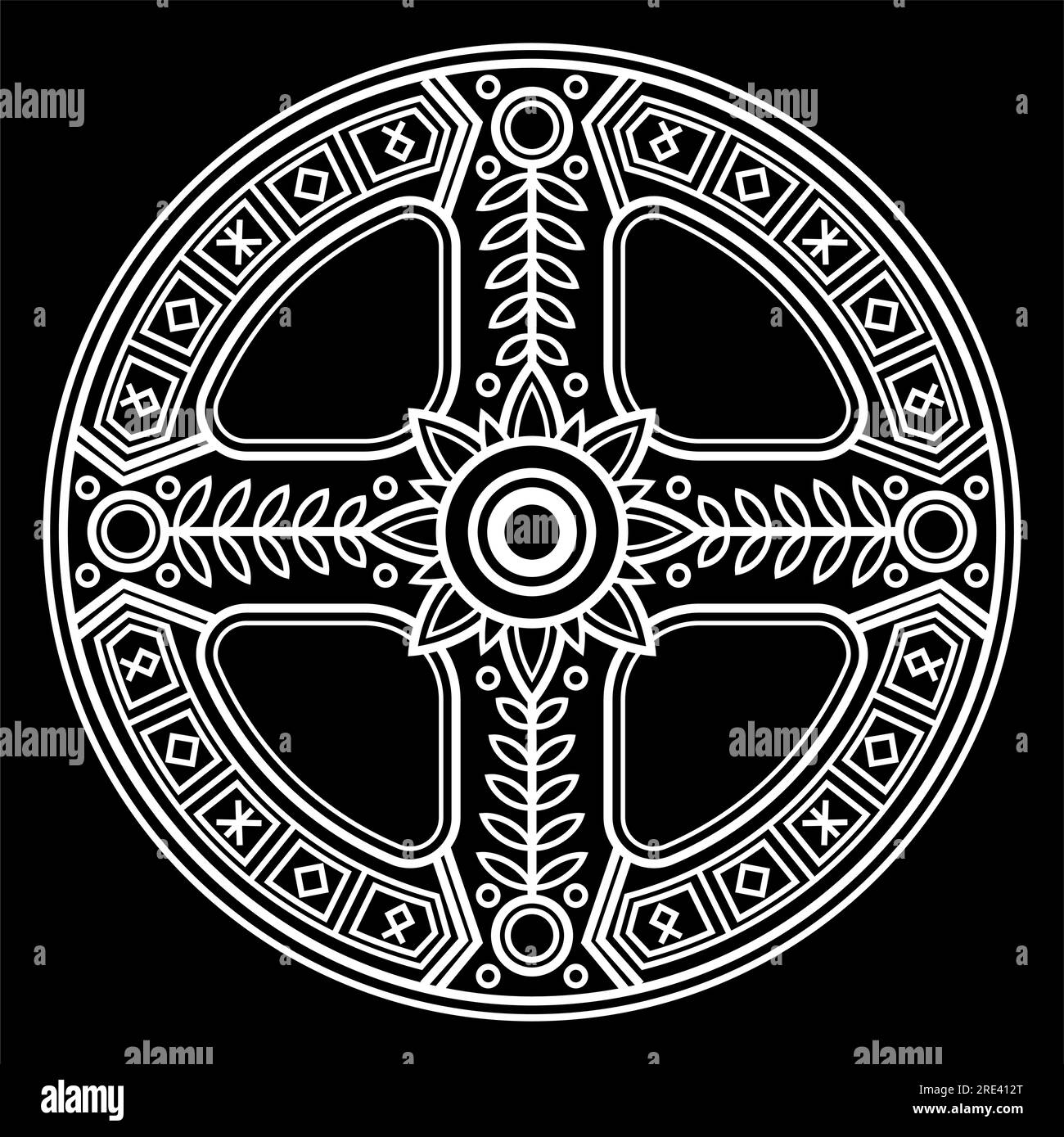 Viking design. Ring with runic signs painted in Old Norse Celtic ...