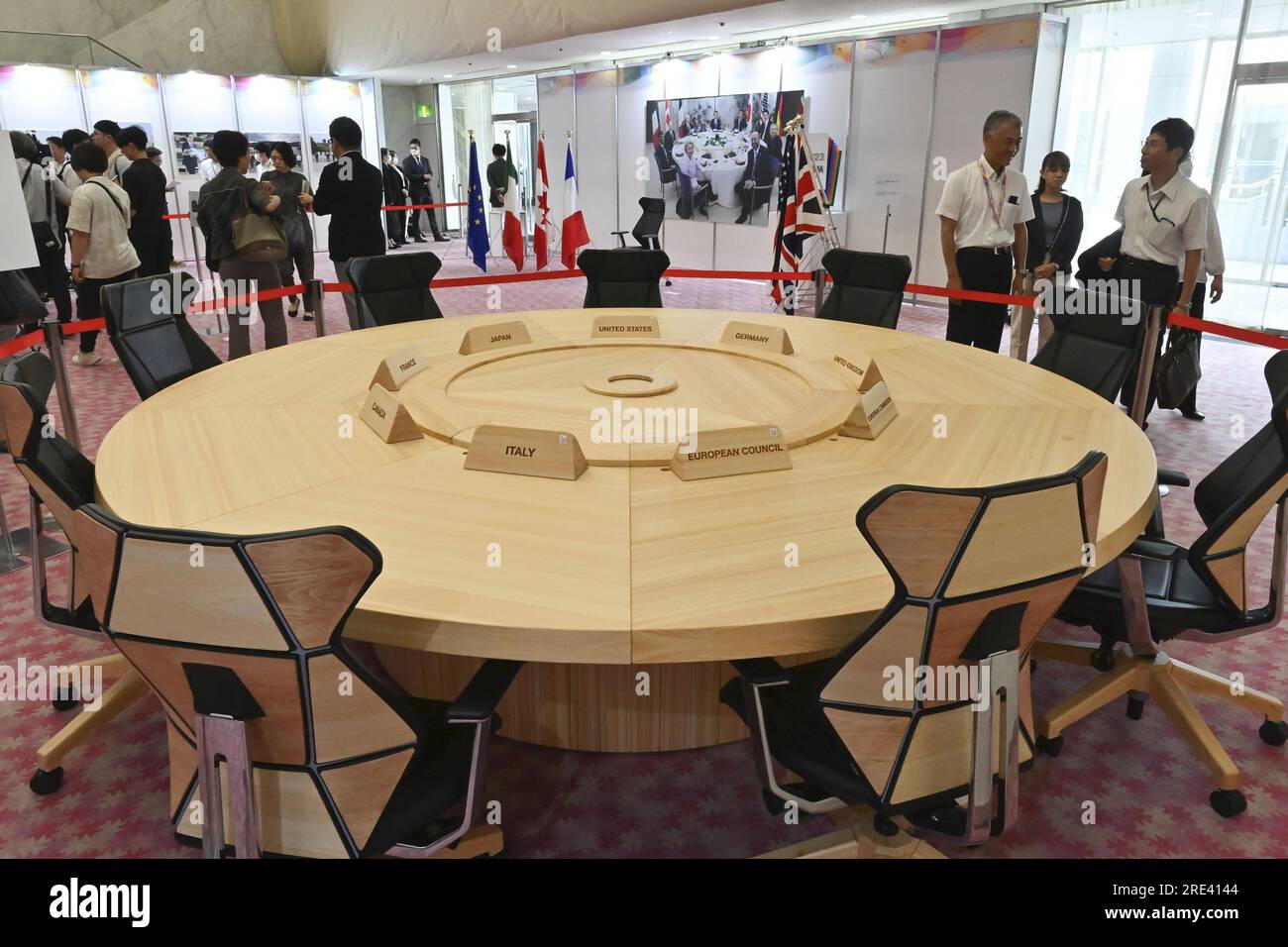 A round table and chairs used by world leaders during the Group of ...