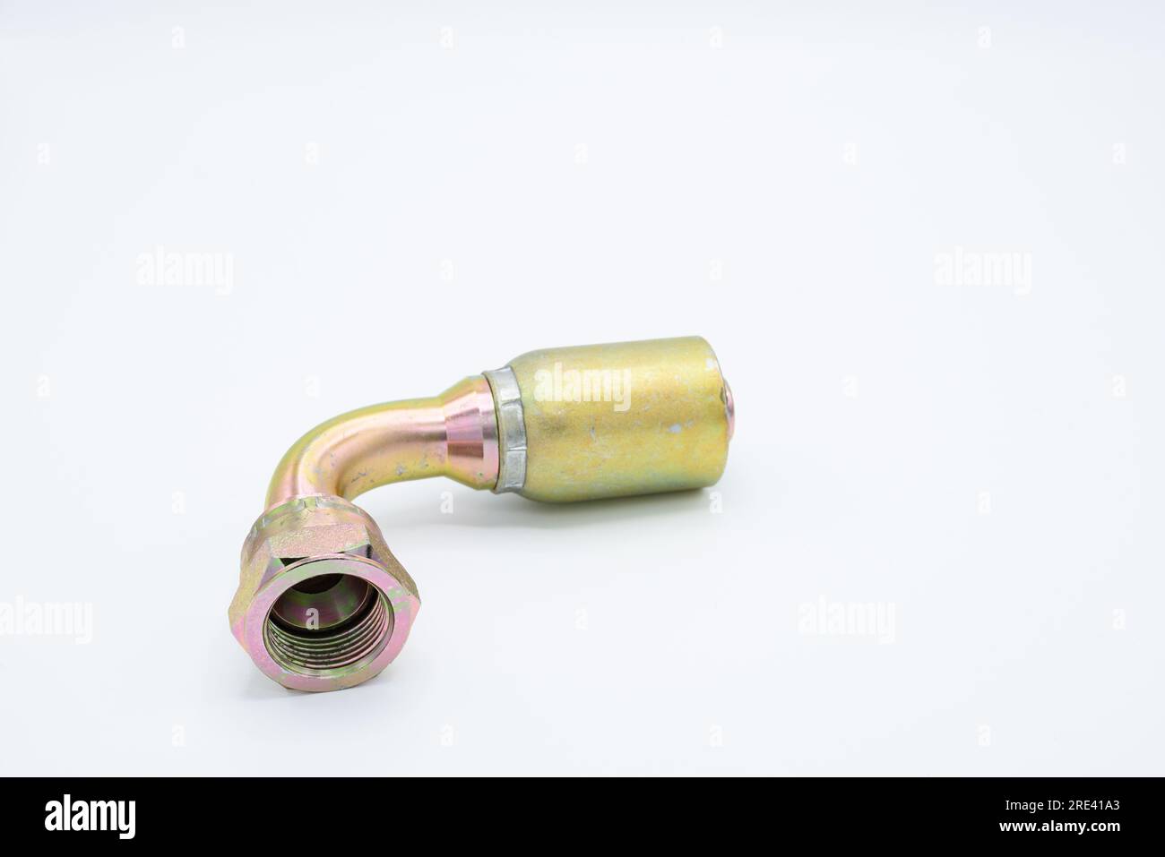 Hydraulic hose head on a white black ground Stock Photo - Alamy