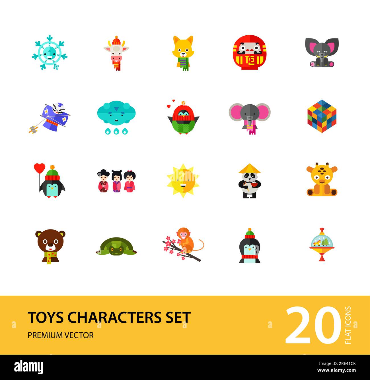 Toys Characters Icons Set Stock Vector Image & Art - Alamy