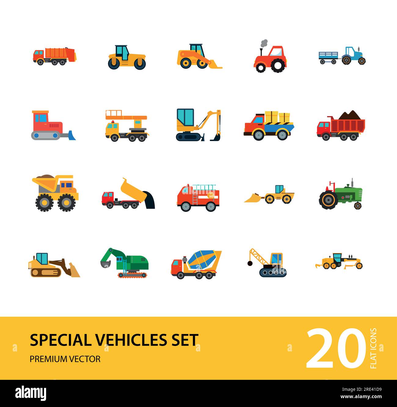 Special vehicles flat icons set Stock Vector Image & Art - Alamy