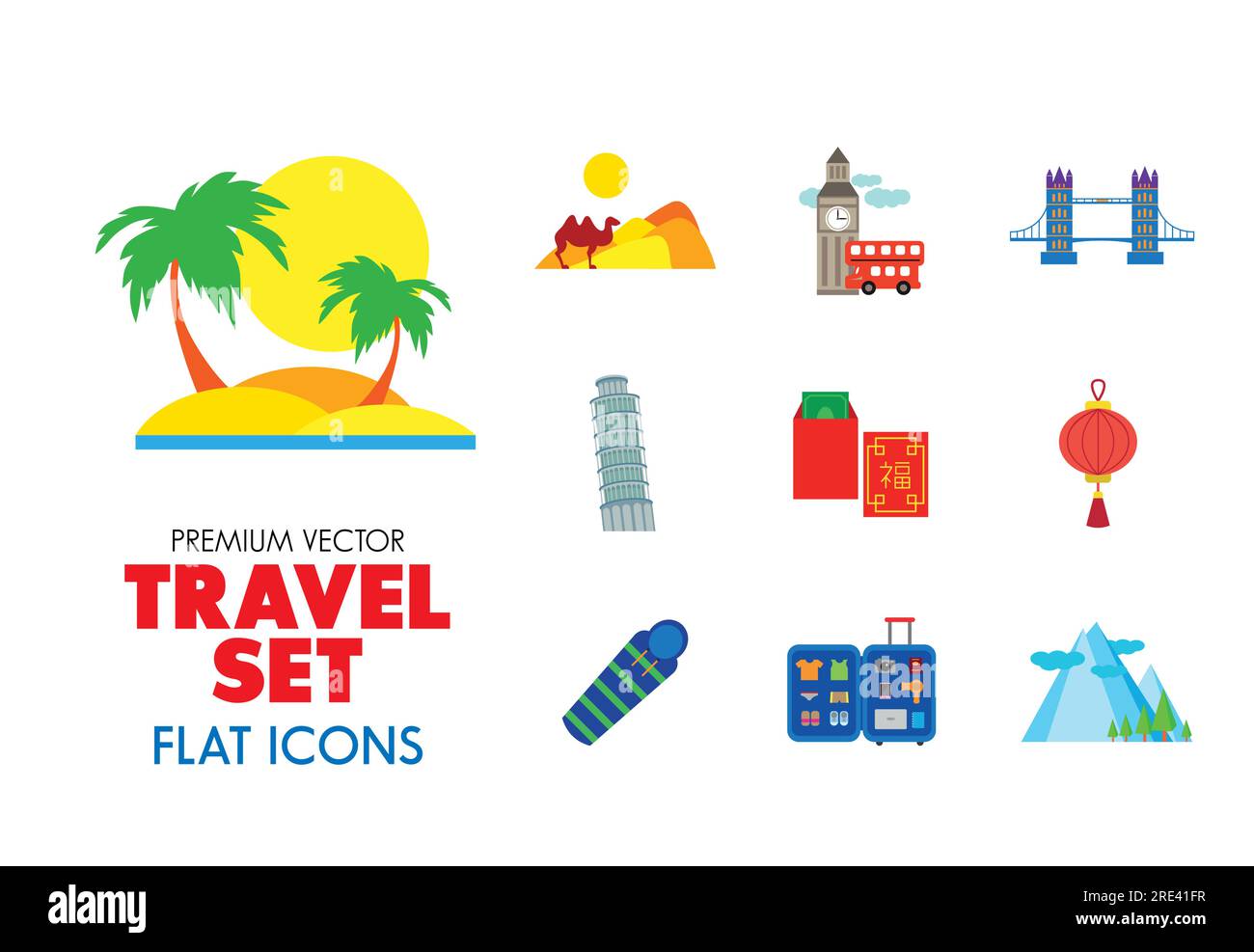 Travel flat icons set Stock Vector Image & Art - Alamy