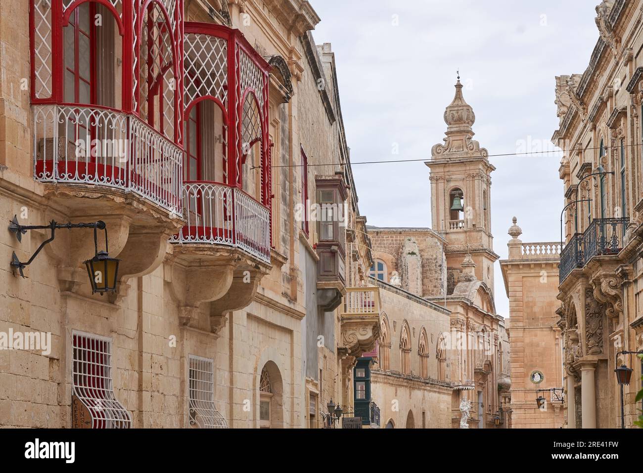 Historic buildings inside the ancient fortified city of Rabat in Malta ...