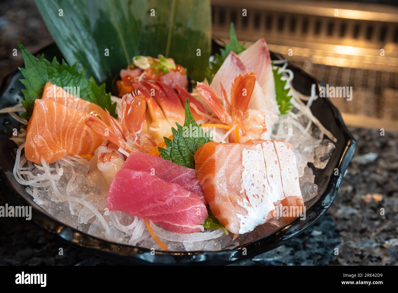 Japanese food, Sashimi set served on a ice bowl Stock Photo - Alamy